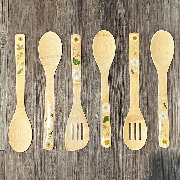 Floral Bamboo Flatware Set – Holly Epoxy